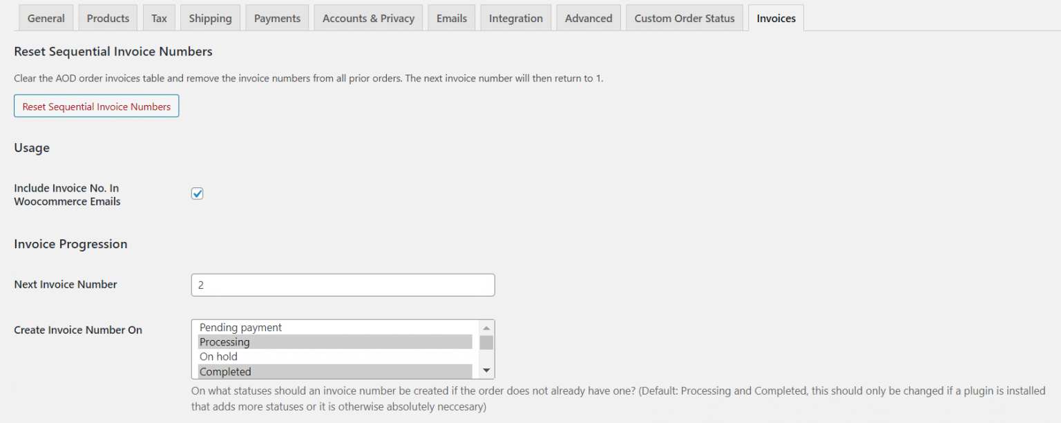Sequential Invoice Numbers Plugin